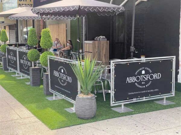 Custom Sidewalk Cafe Barriers - Sidewalk Barriers Outdoor Seating ...
